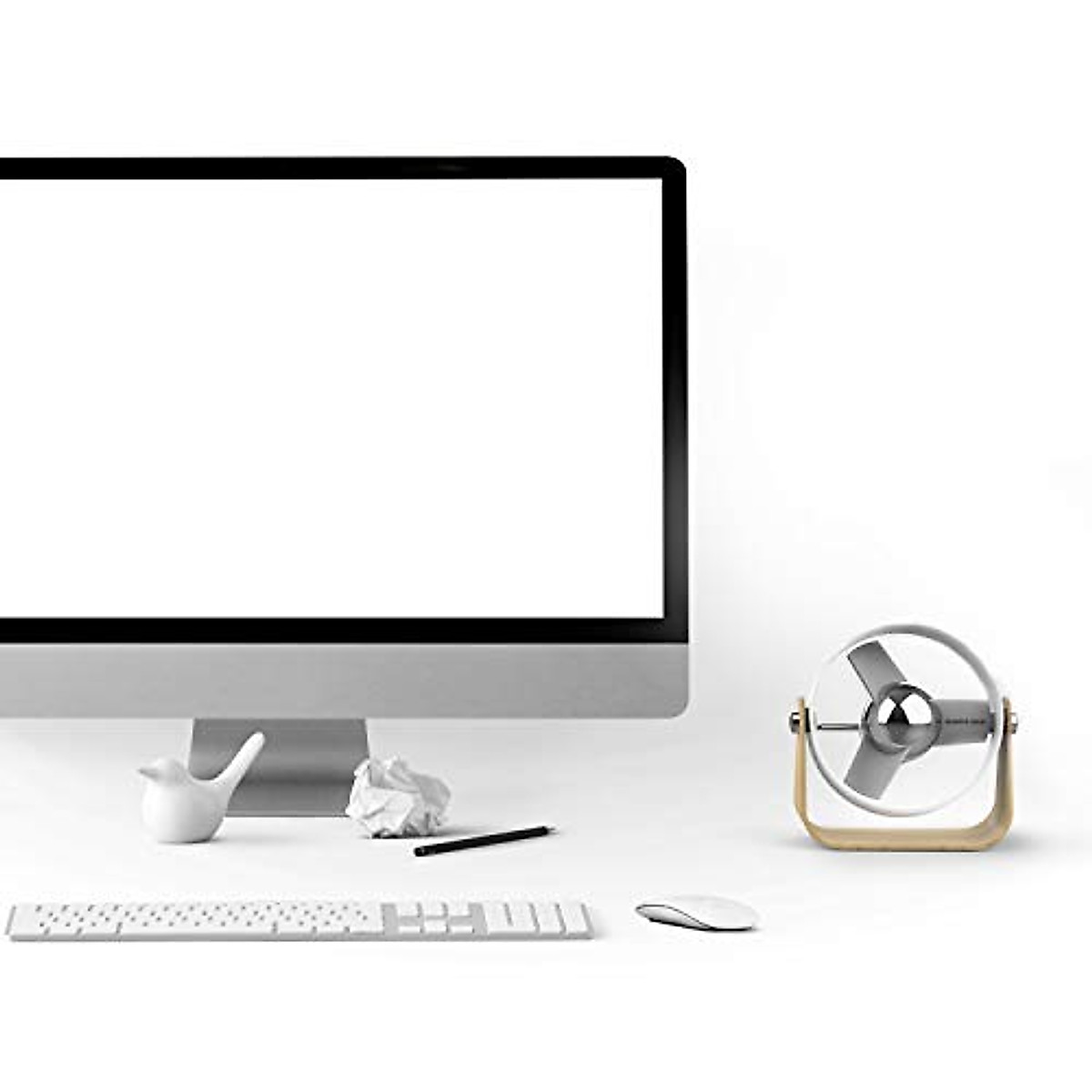 Sharper Image SBS1-SI USB Fan with Soft Blades, 2 Speeds, Touch Control, Quiet Operation, 5V Wall Adapter, 6 ft. Cable, White