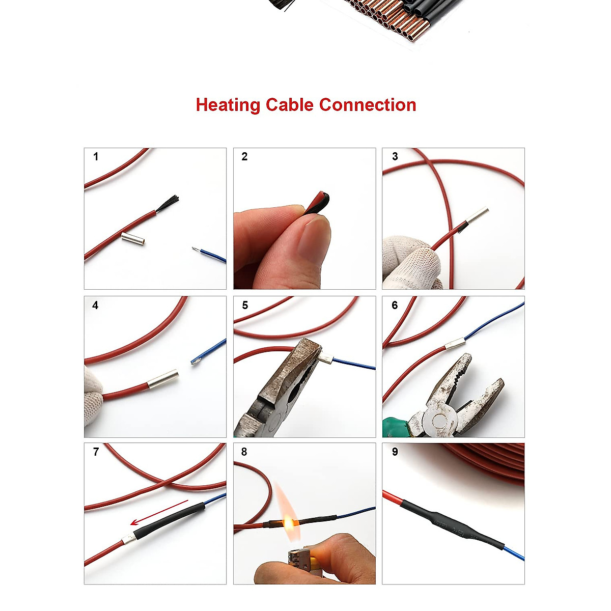 errorpot 220V WiFi App Control Infrared Warm Floor Heating System Underfloor Tile Carbon Fiber Heating Cable with Thermostat-15m