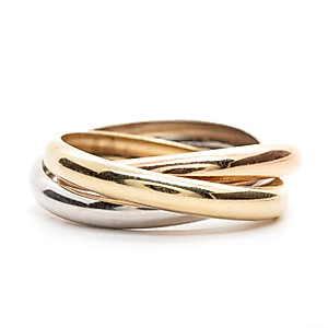 Jewelry Affairs 14K Gold Trinity Tri-Color Hollow Rolling Ring, Size 8