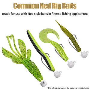 Ned Rig Jig Heads 3/8oz 15pcs Finesse Mushroom Head Offset Jig Hooks Wide Gap Weedless Ned Rig Hooks for Soft Lures Bass Fishing