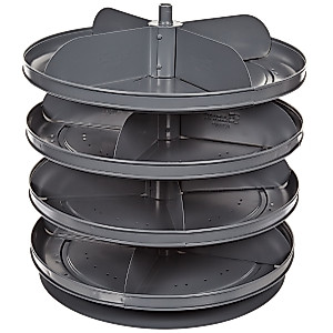 Durham 1104-95 Rotabin Gray Cold Rolled Steel 4 Revolving Shelves, 240lbs Capacity, 17" Diameter x 17-3/8" Height