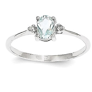 IceCarats 14K White Gold Diamond Blue Aquamarine Ring March Birthstone Jewelry Size 6
