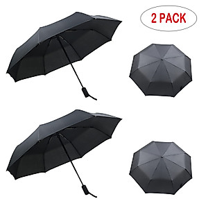 ANTI-REBOUND Travel Umbrella Windproof Compact Collapsible Light, Automatic, Strong and Portable, Wind Resistant, Folding Small Umbrella for Rain Black & Black