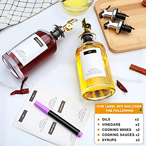 Salzesfalls 12 oz Olive Oil Dispenser Bottle for Kitchen,Elegant Olive Oil Glass Dispenser Bottle, Coffee Syrup Dispenser,Oil and Vinegar Dispenser Set with Pour Spout,Set of 2