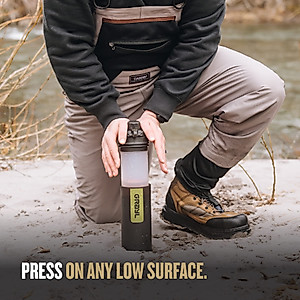 GRAYL GeoPress 24 oz Water Purifier Bottle - Filter for Hiking, Camping, Survival, Travel (Black Camo)