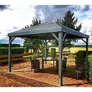 Sojag 12' x 12' South Beach Hardtop Gazebo Outdoor Weather-Resistant Aluminum Frame Shelter with Mosquito Net