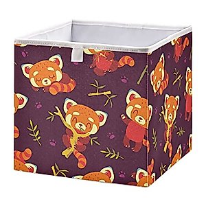 Blueangle Red Panda Cube Storage Bin, 11 x 11 x 11 in, Large Collapsible Organizer Storage Basket for Home Décor（410）