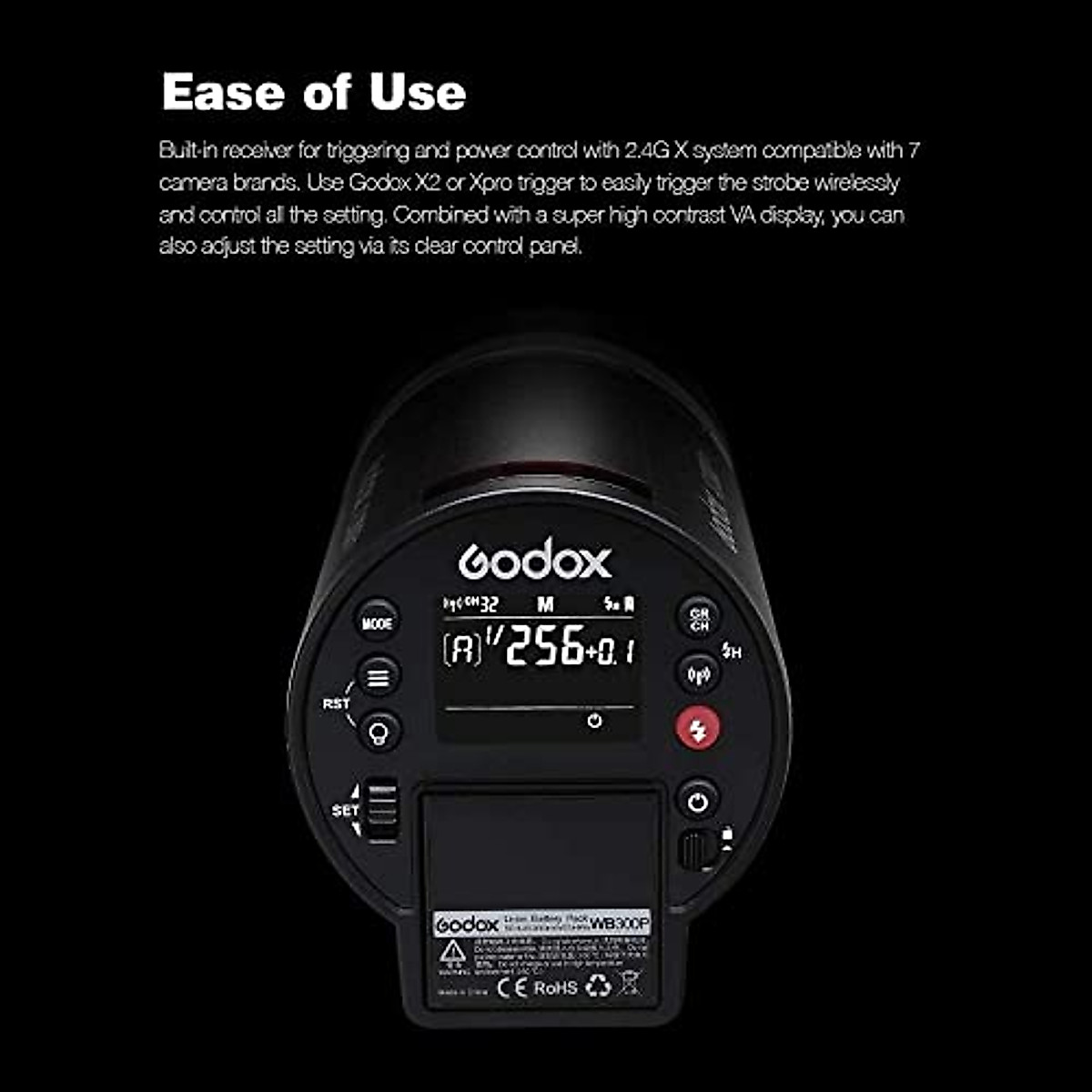 Godox Flash Strobe AD300 Pro AD300Pro Outdoor Studio Monolight 300w Photographic Lighting for Canon Sony Nikon Fuji Olympus Panasonic Camera 2.4G TTL 1/8000 HSS Flash, 0.01-1.5s Recycle Time