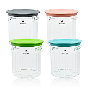 CUTIECLUB Pack of 4 Ice Cream Pint Containers and Lids for Ninja CREAMi Breeze NC100 & NC200 Series CREAMi Ice Cream Makers, Replacement Cups BPA-Free & Dishwasher Safe