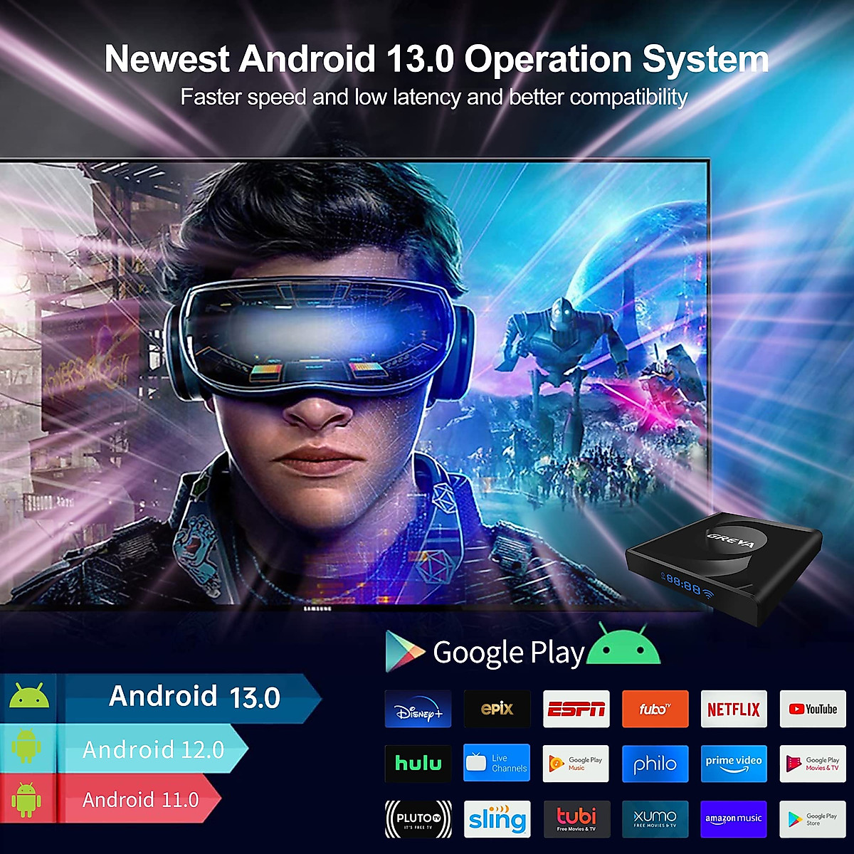 8K Android TV Box 13.0 2GB RAM 16GB ROM RK3528 Chipset Support WiFi6 HDR10 BT5.0 USB3.0 Ethernet LAN 3D HD Smart Streaming Media Player