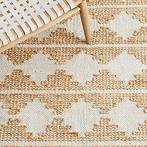 SAFAVIEH Natural Fiber Collection Area Rug - 8' x 10', Ivory & Natural, Handmade Farmhouse Jute & Wool, Ideal for High Traffic Areas in Living Room, Bedroom (NF511A)