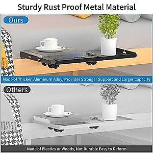 GAGUIUP Aluminum Alloy Bedside Shelf for Bed, Heavy Duty Bunk Bed Shelf Holds up to 40 Lbs, Clip On Nightstand Tray College Dorm Room Essential Bed Side Table with Charging Slot for Bed Frame, Loft