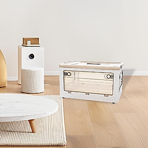 pioncrey Foldable Storage Bins with Lid 27QT, Storage Containers with Wheels, Plastic Clothes Closet Organizers and Storage Box for Room, Pantry, Home and Office, 1 Pack