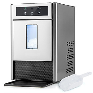 ARLIME Nugget Ice Maker, Countertop Ice Maker with 2.3L Water Tank, 4FT Water Inlet Pipe, Manual & Auto Water Refill, Ice Maker Machine w/Ice Scoop & Water Tray, Ice Machine for Kitchen, Home, Bars