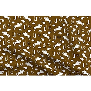 Spoonflower Fabric - Equestrian Brown White Horse Horses Wild Sketch Printed on Polartec(R) Fleece Fabric Fat Quarter - Sewing Blankets Loungewear and No-Sew Projects