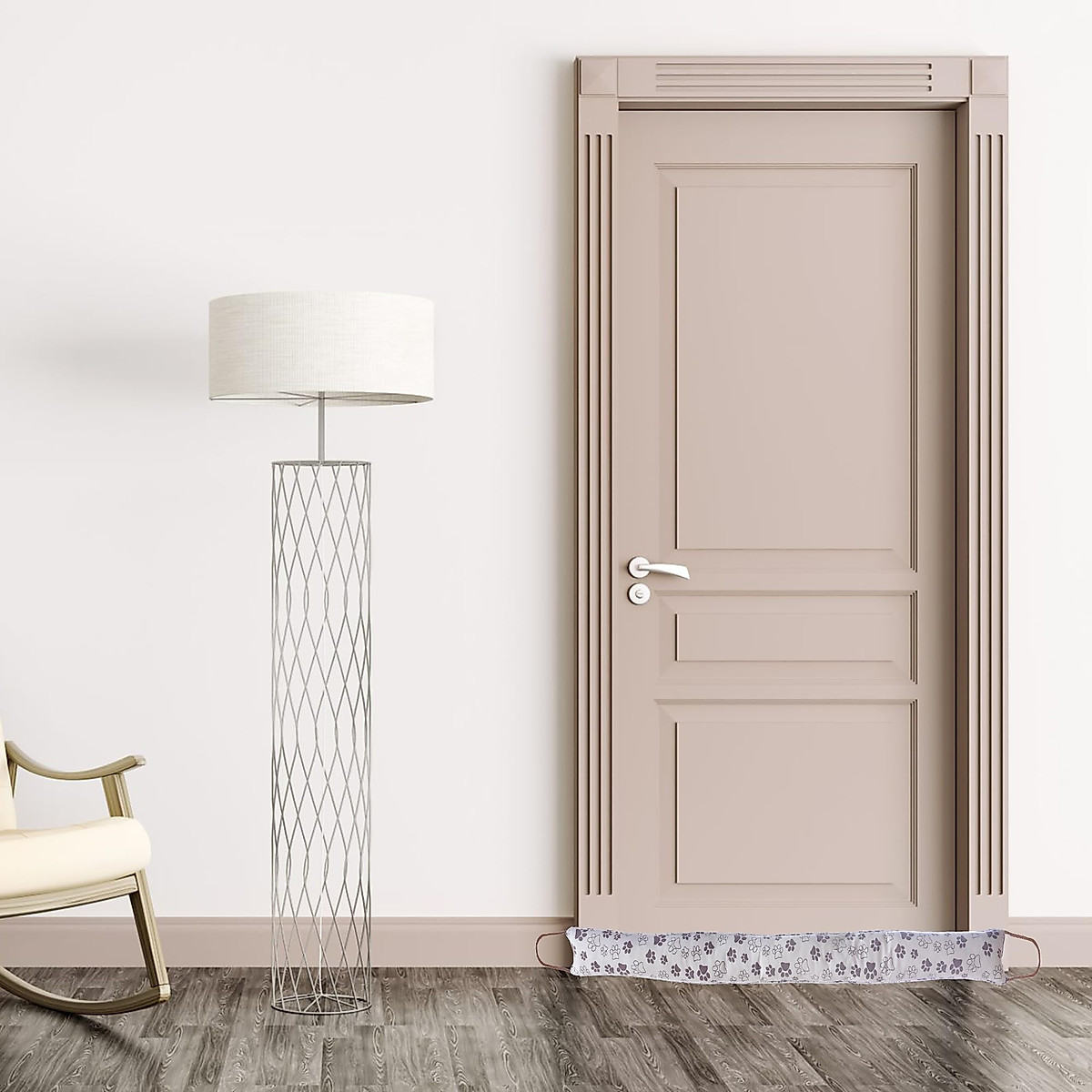 Roe & Moe PAW Print Draft Stopper, Door Bottom Hot/Cold Air Blocker Noise Reducer Insulation Sound Proof Weather Strip Seal, 38 x 4 inches, with 2 Loops - Ideal for 36 inch Door