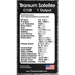 Titanium Satellite C-Band LNBF C138-5g Interference Filter 3800-4200MHz Band Pass with Single Output