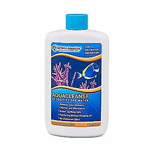 Dr. Tim’s Aquatics Saltwater AquaCleanse Tap Water Detoxifier – For Fish Tanks, Aquariums – Eliminates Toxic Chemicals, Odors – Reduces Ammonia, Chlorine, Chloramines – H20 Pure – 8 Oz.