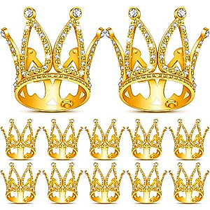12 Pieces Crown Cake Topper Mini Baby Crown Tiny Queen Crown Small Princess Headpiece Cake Decoration for Women Lady Girl Bridal Wedding Royal Themed Baby Shower Decor Birthday Party(Gold,12 Pieces)