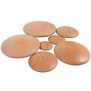 TickiT Natural Buttons - Set of 7 - Wooden Stacking Stones for Babies and Toddlers Aged 0+ - Natural Toy for Early Development and Open-Ended Play
