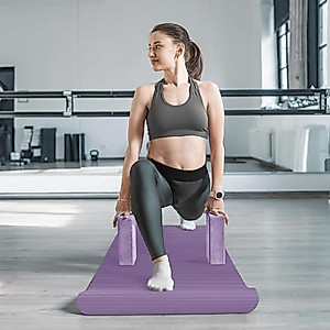 BalanceFrom 7-Piece Set - Include Yoga Mat with Carrying Strap, 2 Yoga Blocks, Yoga Mat Towel, Yoga Hand Towel, Yoga Strap and Yoga Knee Pad (Purple, 1/2"-Thick Mat)
