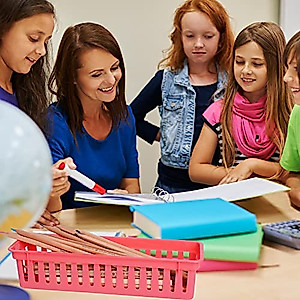 ZZYFGH 12 Pack Pencil Holder for Kids Desk, Colorful Pen Baskets Tray for Organizing Classroom Supplies