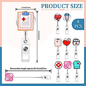 8 Pack Nurse Badge Reels, Medical Badge Reels Retractable Cute Nursing ID Badge Reels Funny Badge Reels for Nurses Doctor Medical Health Hospital Office Worker Gifts