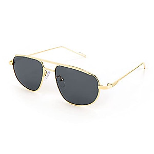 FEISEDY Retro Trendy Aviator Sunglasses Women Men 90s Small Vintage Glasses Stylish Gold Metal Oval Sunglasses B2906