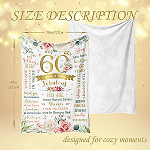 Pubrave 60th Birthday Gifts for Women/Men Blanket 60x50in, 60th Birthday Gift Ideas, Gifts for 60 Year Old Woman, 60th Birthday Decorations Women, Happy 60 Birthday Gifts for Women, 1965 Birthday Gift