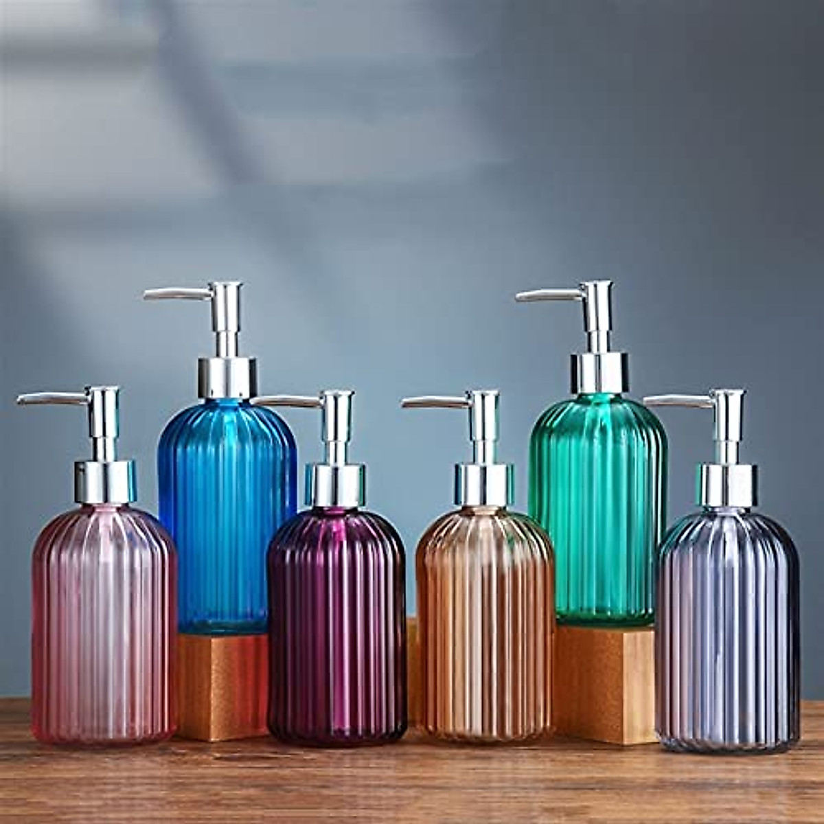 Soap Pump Dispenser 400ml Refillable Glass Soap Dispenser for Bathroom Countertop Kitchen Room，Empty Liquid Soap Dispenser Bottle, Home Hotel Bathroom Accessories Bottles Dispenser (Color : D)