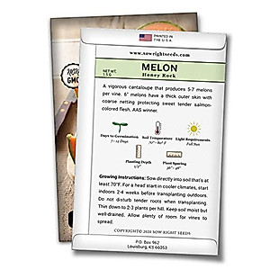 Sow Right Seeds - Cantaloupe Fruit Seed Collection for Planting - Individual Packets Honey Rock, Hales Best and Honeydew Melon, Non-GMO Heirloom Seeds to Plant an Outdoor Home Vegetable Garden