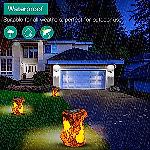 GreatPro 2PCS Outdoor Solar Lights , Stump Lamp Solar Powered/Waterproof/Outdoor Lantern for Garden/Yard/Patio/Pathway/Lawn/Festival Decor, Flickering Flame Light Chistmas, 2 Pack
