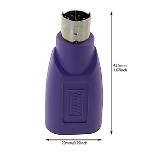 E-outstanding USB to PS2 Adapter, 2PCS USB Female to PS/2 Male Converter Adapter for Mouse Keyboard, Purple