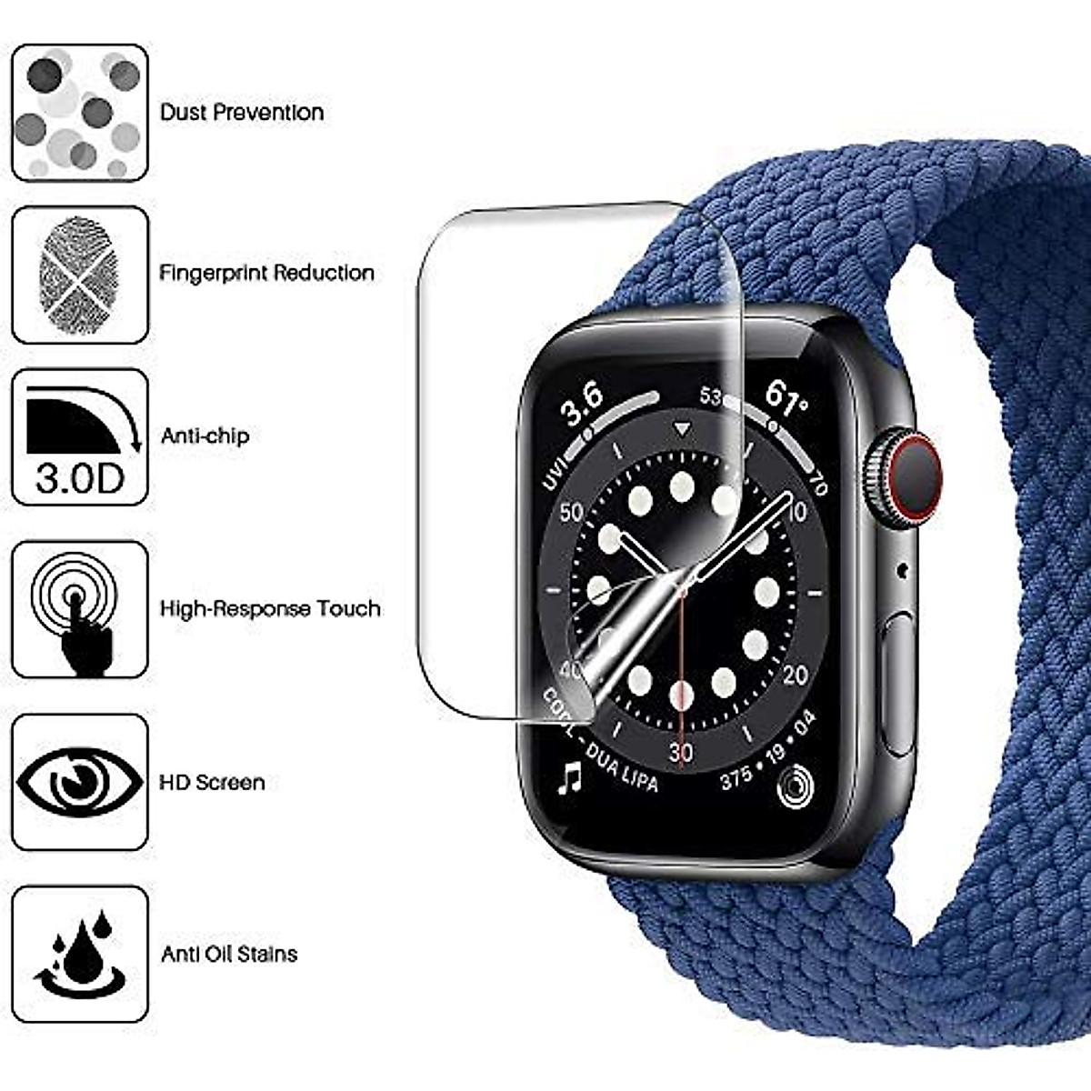 LϟK 6 Pack Apple Watch Series 8/7 41mm Screen Protector & Apple Watch 40mm Series 6/5 Screen [Upgrade Soft Film] Self-Healing Flexible TPU Film Ultra-thin Screen Protector for Apple Watch 41mm, 40mm