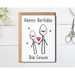 OystersPearl Happy Birthday Big Spoon - Cute Happy Birthday Card Funny Love Romantic Sweet - Valentine's Day Card - Happy Birthday Card