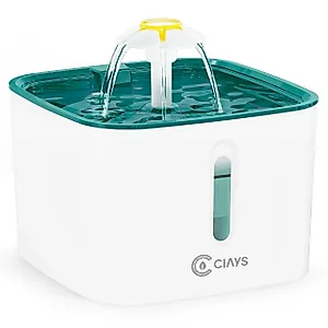 Ciays Cat Water Fountain, Automatic Pet Water Fountain, 84oz/2.5L Dog Water Dispenser with 3 Replacement Filters for Cats, Dogs, Multiple Pets, Light Blue,CubF-03