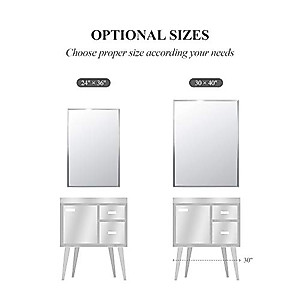 Villacola 30" x 40" Frameless Rectangle Mirror, Beveled Edge Bathroom Mirror for Wall, Vanity, Washroom, Living Room and More