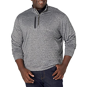Cutter & Buck Men's Moisture Wicking Drytec Stealth Half Zip Pullover, Heather Gray, Large