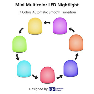 Novelty Place Color Changing Mini Nightlight, Multicolor LED Mood Lighting - Night Light for Kid's Bedroom, Bathroom, Living Room - Battery Powered (Pack of 12)