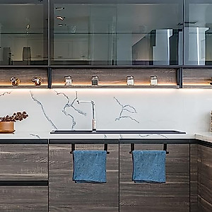 Over The Door Towel Rack, Stainless Steel Kitchen Towel Holder, Cabinet Door Towel Bar, Dish Towel Rack for Cabinet, Over Cabinet Towel Hanger for Kitchen Bathroom Cupboard, 2Pack (Black)