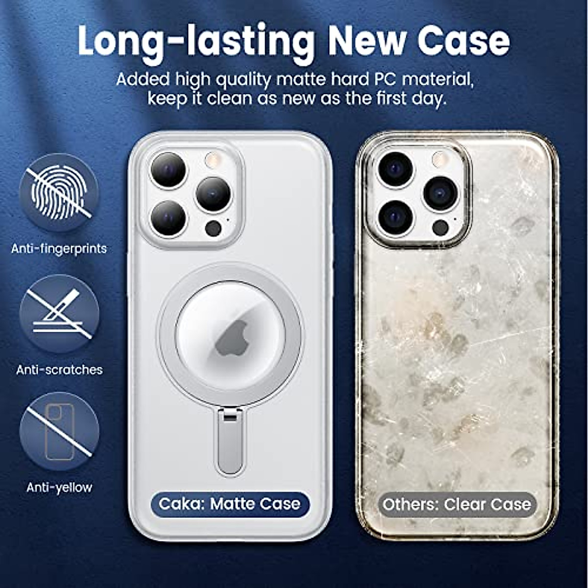 Caka Designed for iPhone 14 Pro Max Case MagSafe Magnetic Stand, [Non Yellowing] [Military Drop Protection] Shockproof Protective Phone Case iPhone 14 Pro Max 6.7 inch 2022, Matte Clear