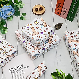 Vnaaem Funny Wrapping Paper 6 Pc Rude Shape for Adult Friends Men Women Gay Anniversary Birthday - 19.6 X27.8Inch