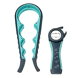 GZLT Jar Opener for Seniors with Arthritis,Jar Opener for Weak Hands,5-in-1 Bottle Opener,4-in-1 Can Opener(Blue)