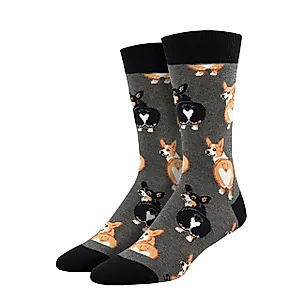 Socksmith Corgi Butt Charcoal Heather 10-13 (Men's Shoe Size 7-12.5)