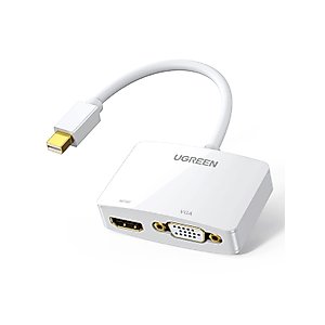 UGREEN Mini DisplayPort to HDMI VGA Adapter, 4K Thunderbolt 2 Adapter 2 in 1 Mini DP Converter Compatible with MacBook Pro MacBook Air iMac Surface Pro 1 2 3 4 6 Surface Laptop 2 ThinkPad X1, White