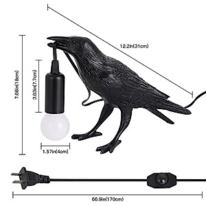 OVANUS Crow Lamp - Raven Lamp Adjustable Brightness with Bulb，Bird lamp，Crow Light Decor for Bedside Bedroom Living Room Decor
