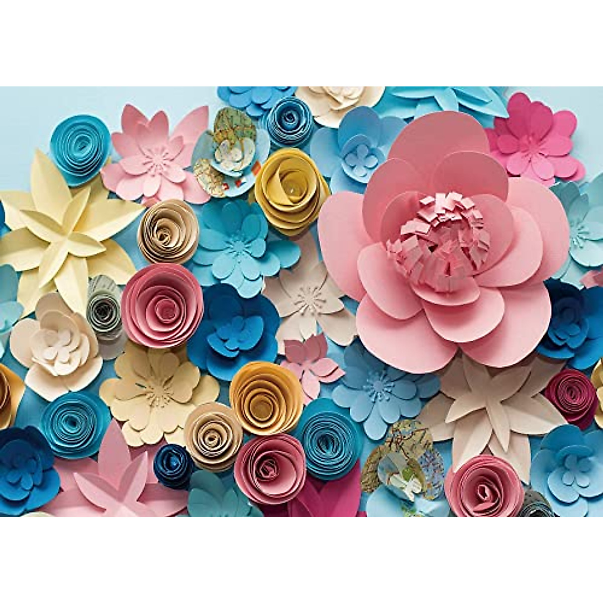 GYA 7x5ft 3D Colorful Paper Flowers Backdrop Mother's Day Pink Rose Hand-Make Flower Background Baby Shower Birthday Girl Adults Bachelorette Bridal Shower Wedding