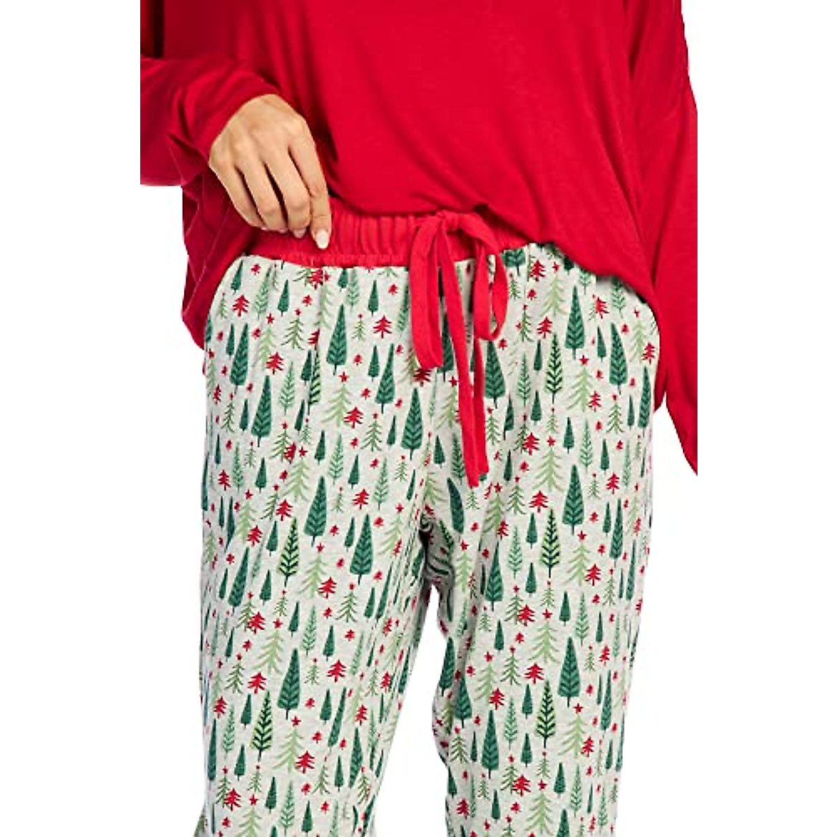 Mud Pie Womens Holiday Christmas Pajamas Set, Red, Small