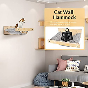 Topmart Cat Hammock Wall Mounted, Cat Wall Furniture for Sleeping, Playing, Climbing, Cat Wall Shelves& Cat Perch for Indoor Cats, Up to 35lbs, Gray