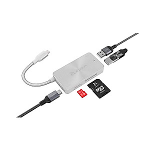 ADAM elements 5-in-1 USB C Hub - 80W USB C PD - SD Card/microSD Card Reader - 2 USB A 3.1 Ports - Portable, Durable Aluminum Case, Compatible for Mac, Windows, Chrome (CASA Hub PDC501, Silver)